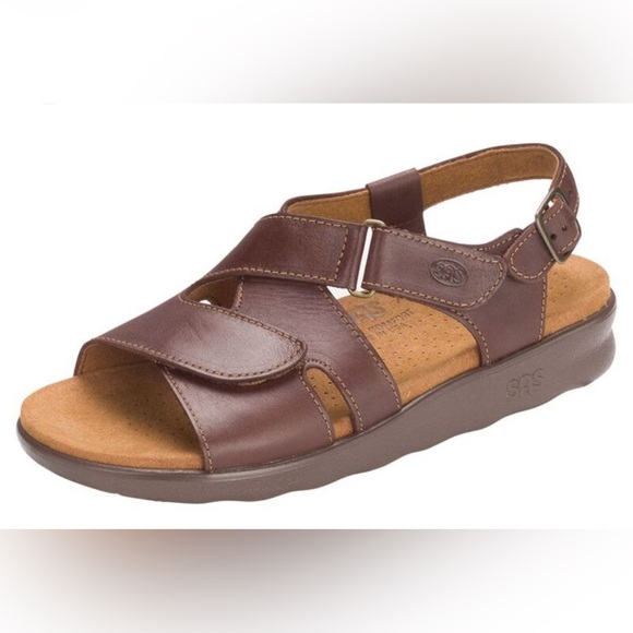 SAS | Shoes | Sas Leather Huggy Cross Strap Cinnamon Cushion Sandals ...